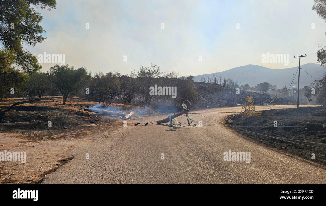 Athens, Greece. 11th Aug, 2024. A forest fire started from Varnavas in ...