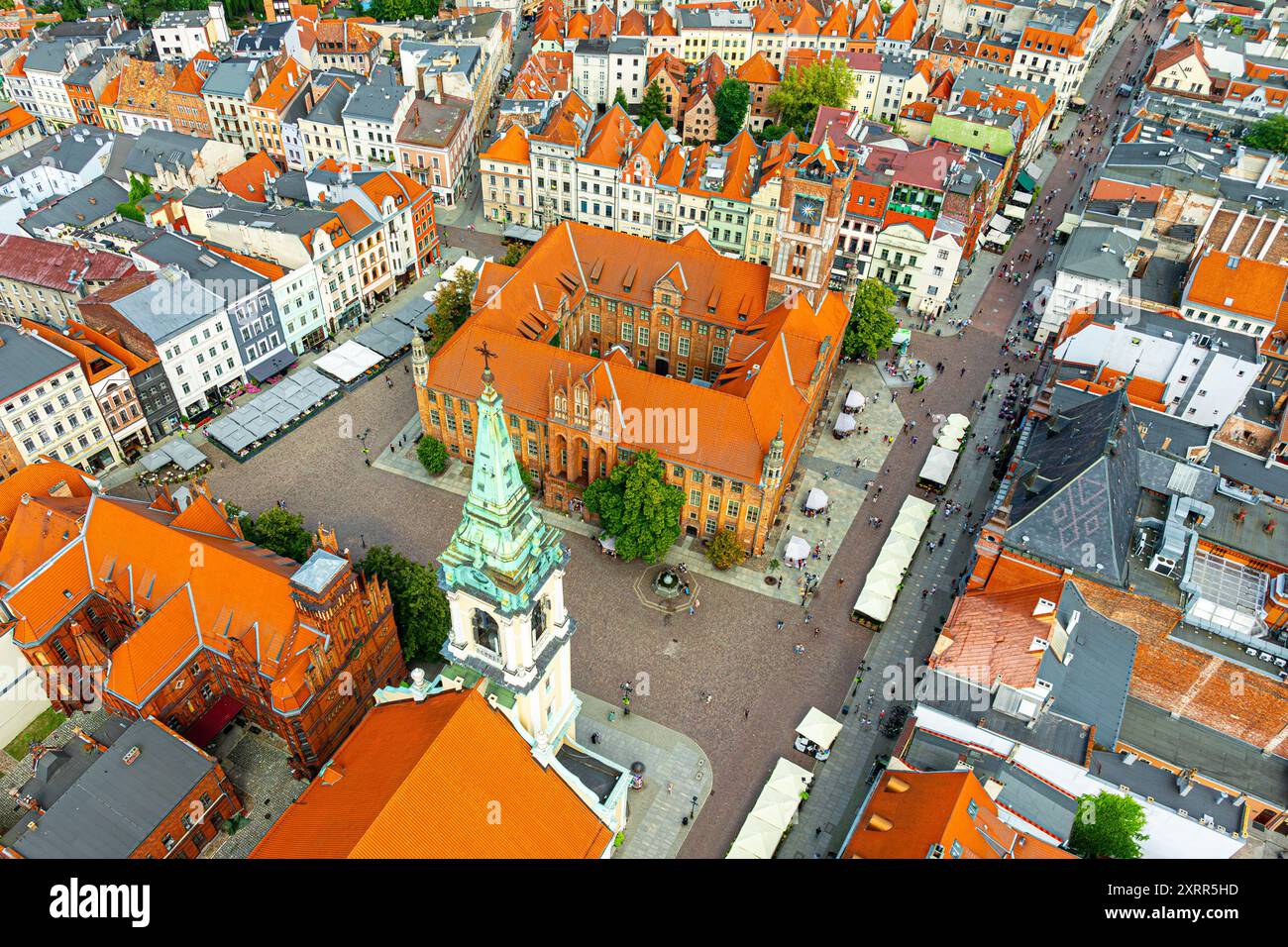 Aerial panoramic view of historical buildings and roofs in Polish ...