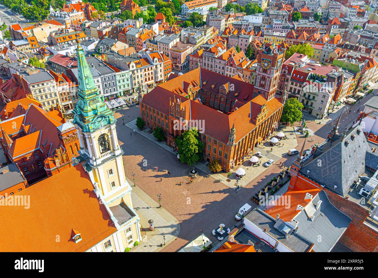 Aerial panoramic view of historical buildings and roofs in Polish ...