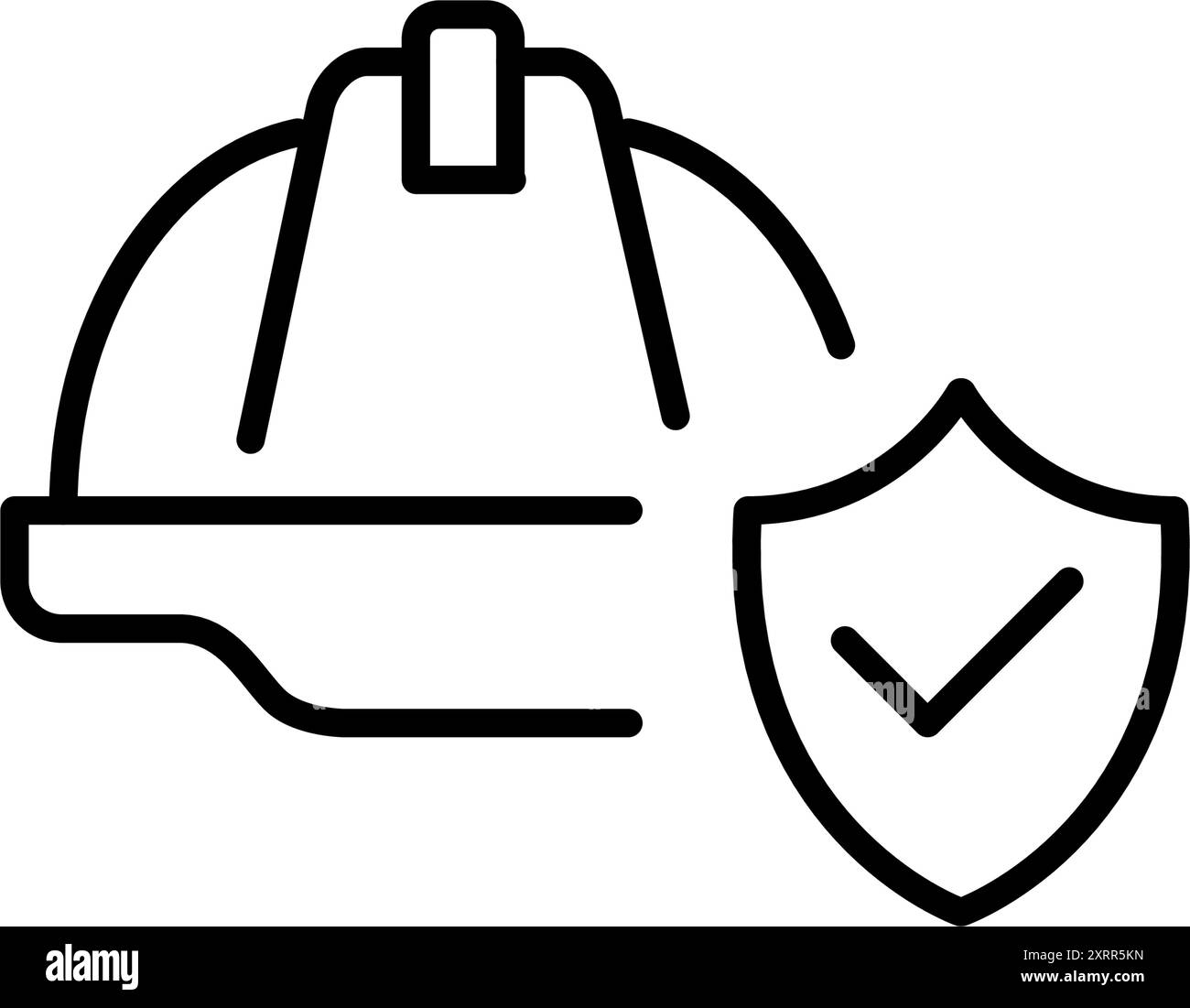 Hard hat and protection shield with checkmark. Workplace security ...