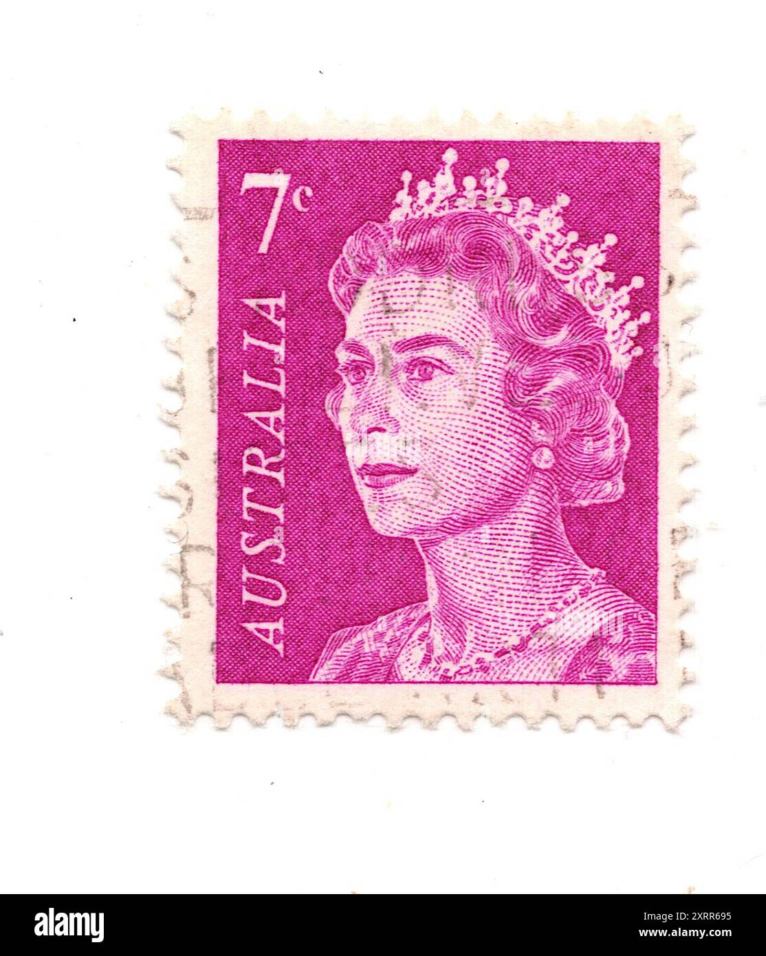 A vintage Queen Elizabeth II postage stamp from Australia on a white ...