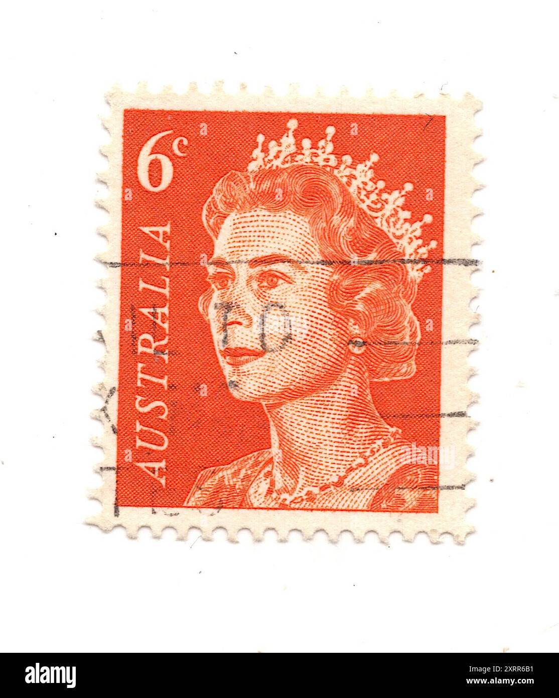 A vintage Queen Elizabeth II postage stamp from Australia on a white ...