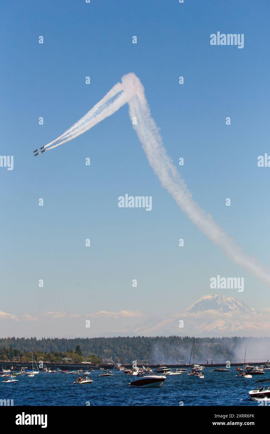 Blue Angels flying over lake Washington at Seafair 2024 Stock Photo - Alamy