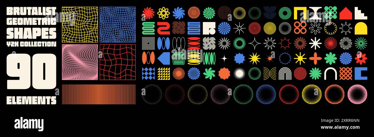 Brutalist geometric shapes, modern symbols. Groovy checkered pattern ...