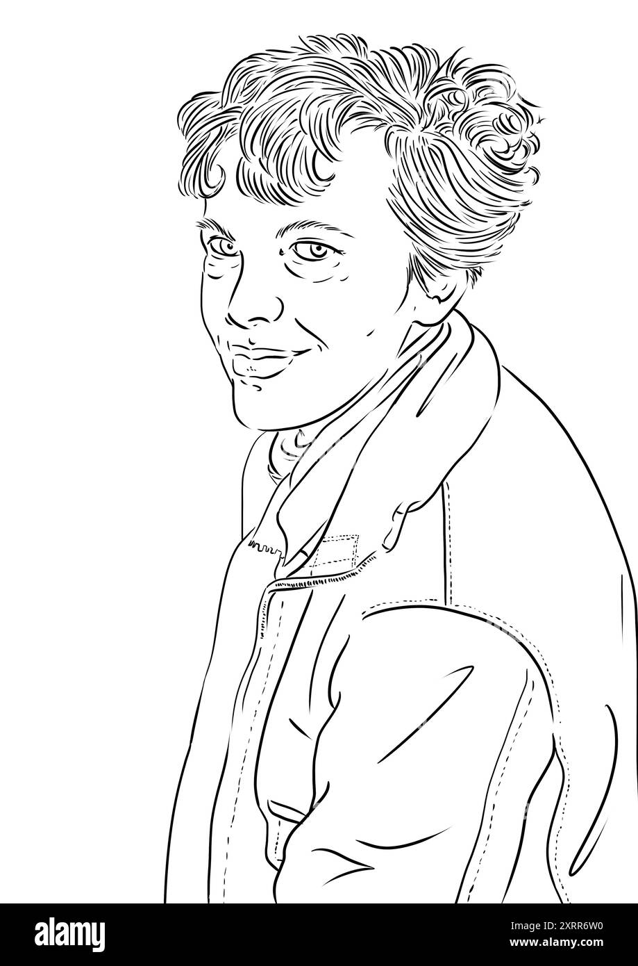 Portrait of Amelia Earhart, portrait of the famous american aviation ...