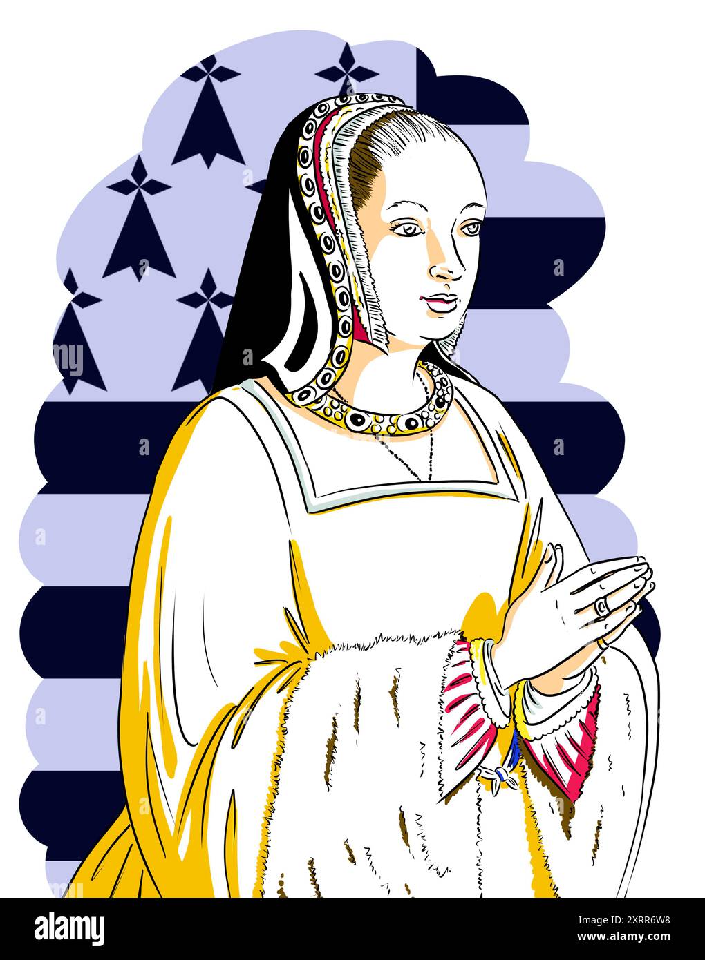 Portrait of Anne of Brittany, Anne de Bretagne, queen of France and ...