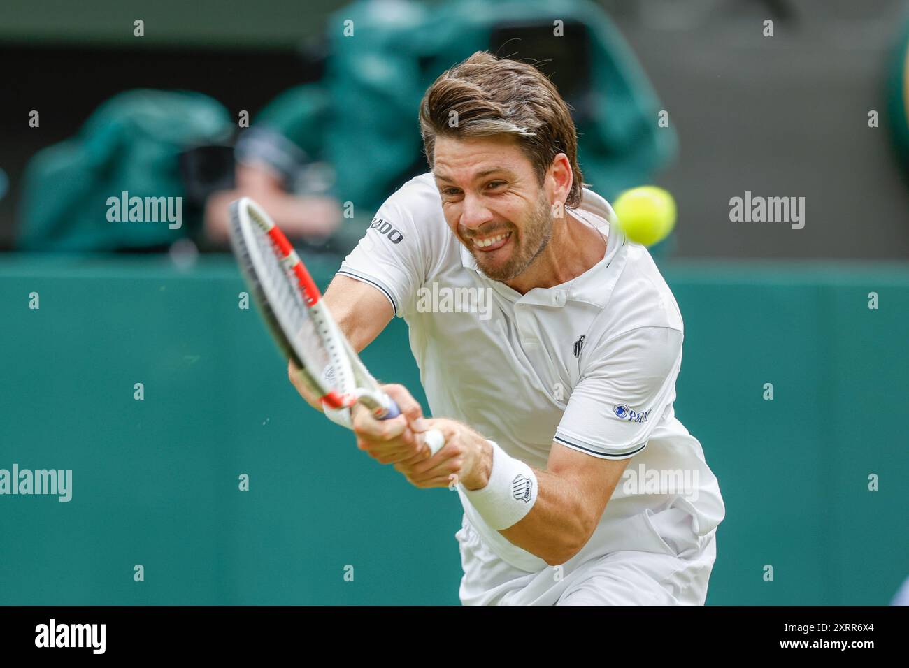 British tennis player Cameron Norrie in action at the 2024 Wimbledon ...