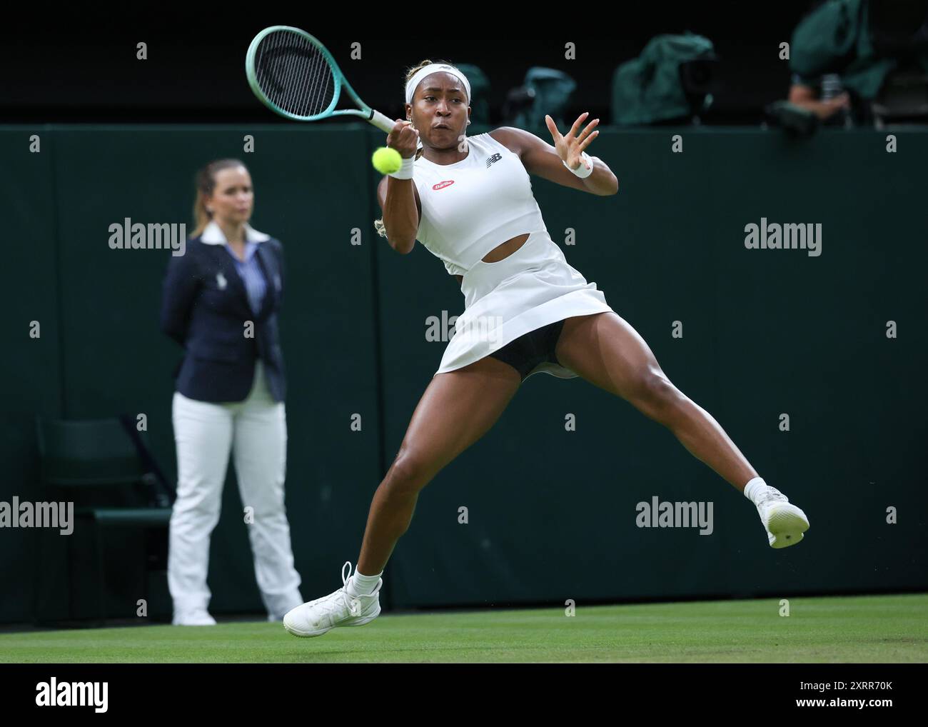 US tennis player Coco Gauff in action at the 2024 Wimbledon ...