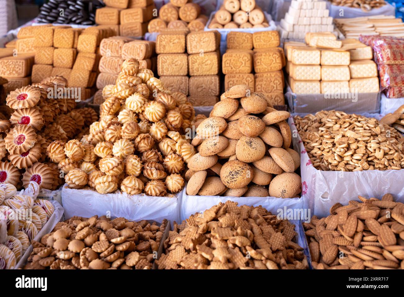 A table full of different types of cookies and snacks Stock Photo - Alamy