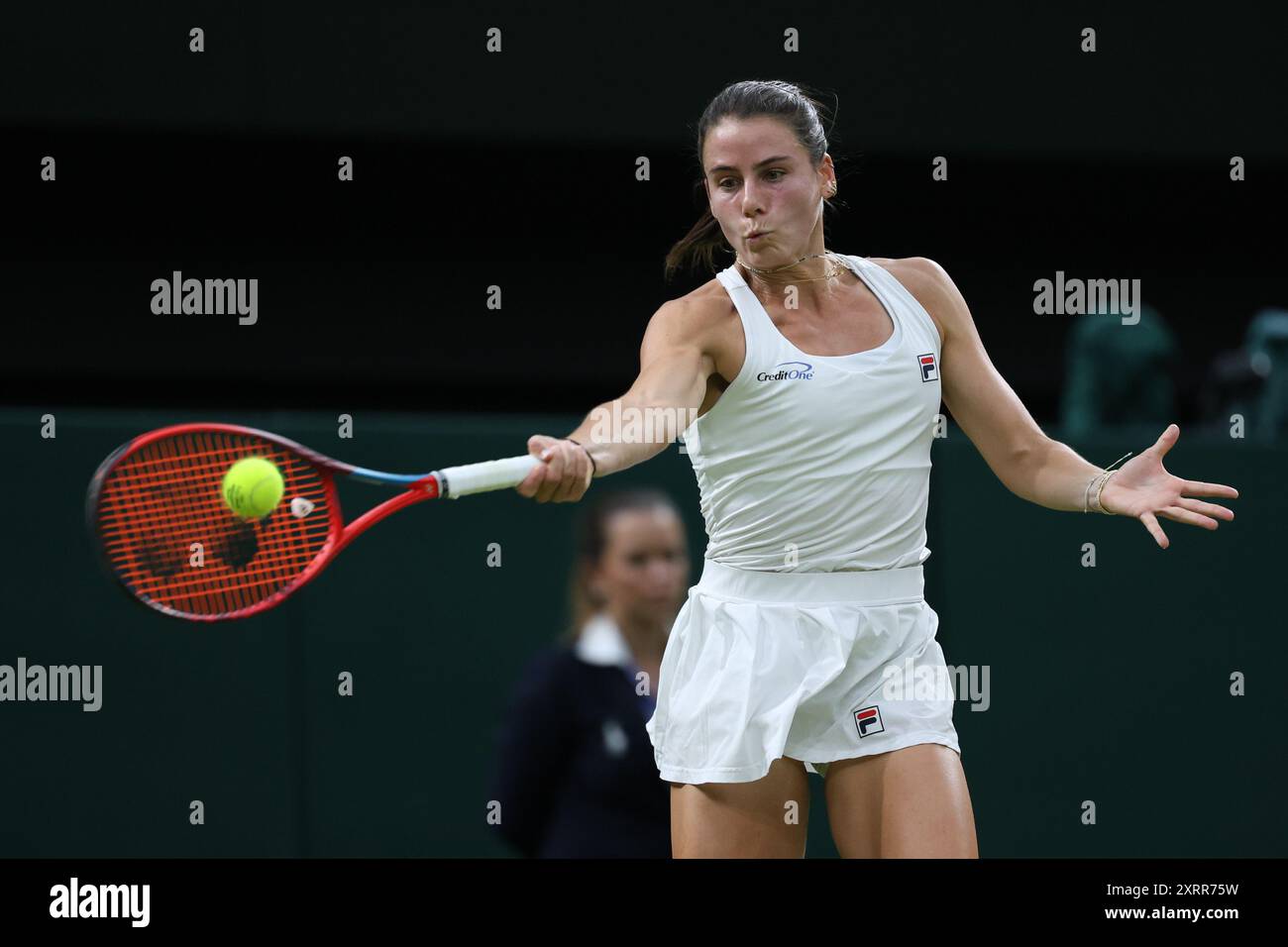 US tennis player Emma Navarro in action at the 2024 Wimbledon ...