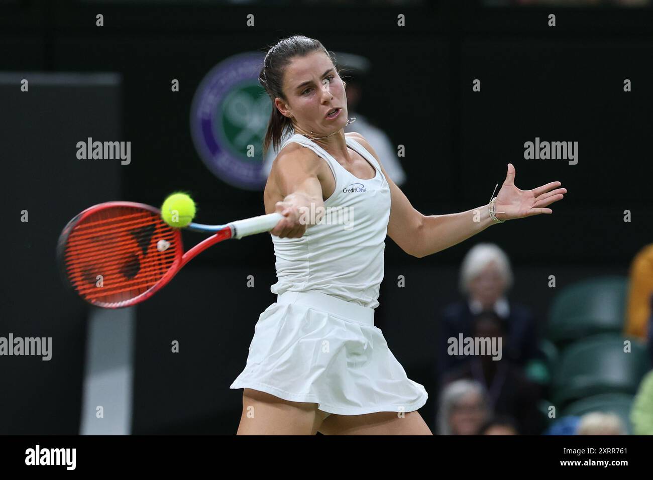 US tennis player Emma Navarro in action at the 2024 Wimbledon ...