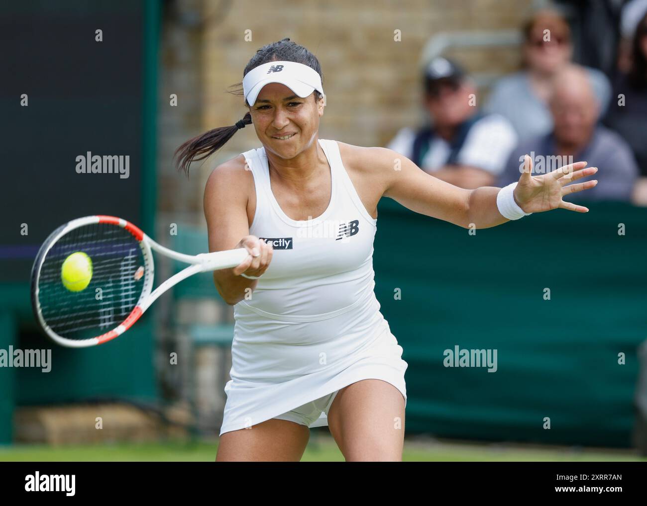 British tennis player Heather Watson in action at the 2024 Wimbledon Championships,London ...