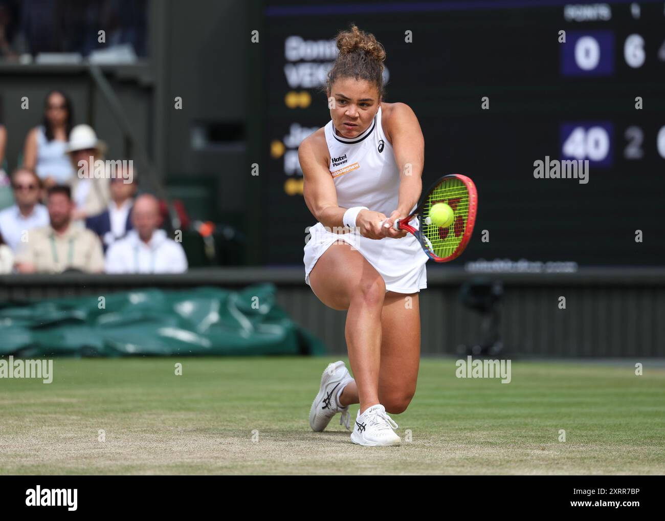 Italian tennis player Jasmine Paolini in action at the 2024 Wimbledon ...
