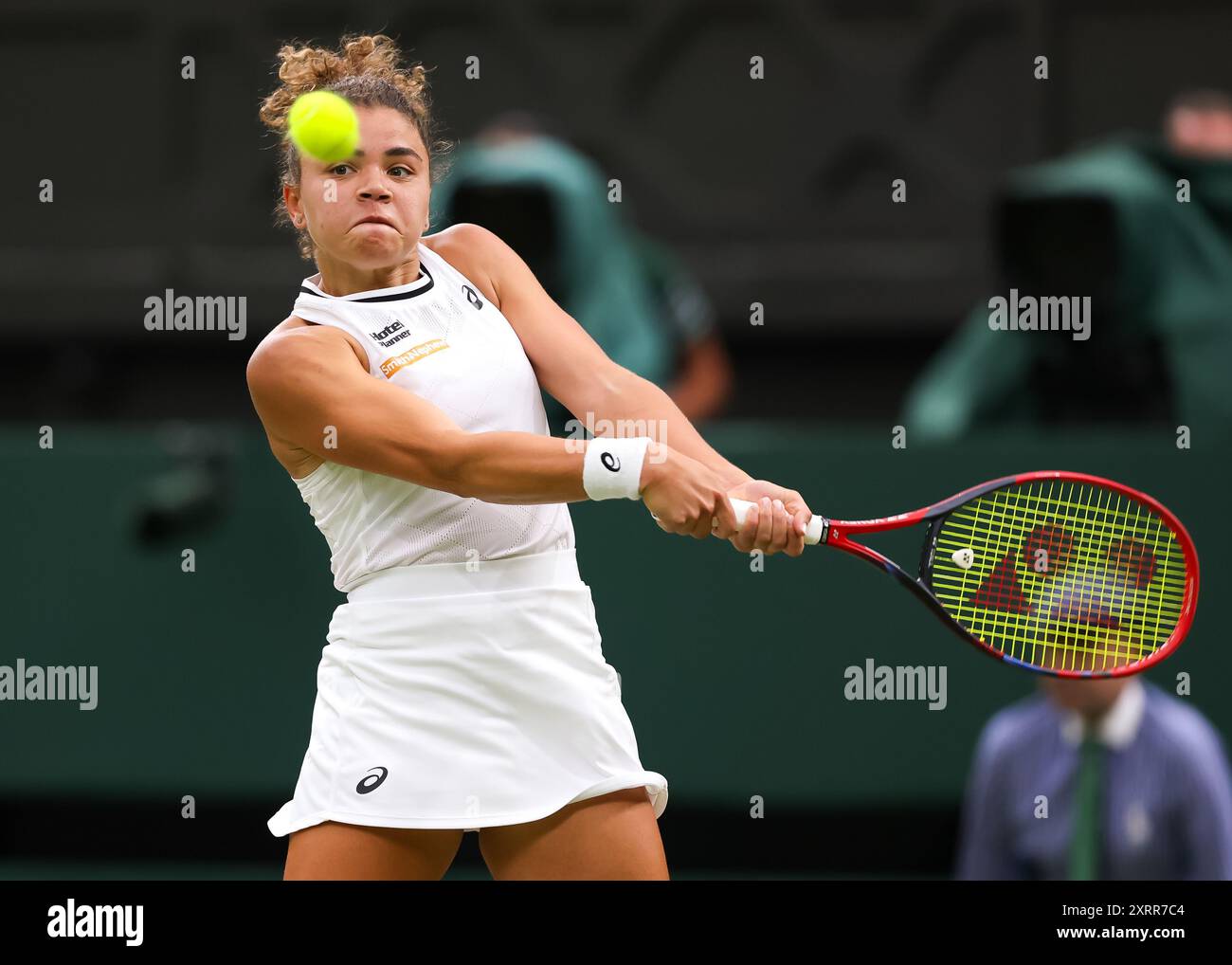 Italian tennis player Jasmine Paolini in action at the 2024 Wimbledon ...