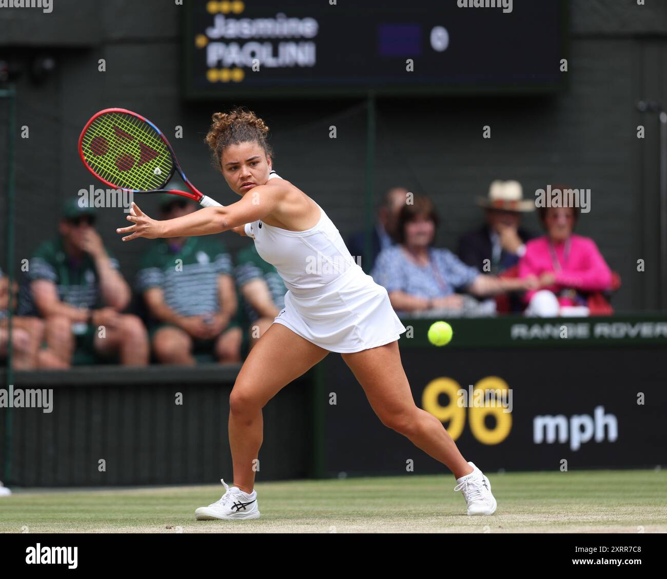 Italian tennis player Jasmine Paolini in action at the 2024 Wimbledon ...