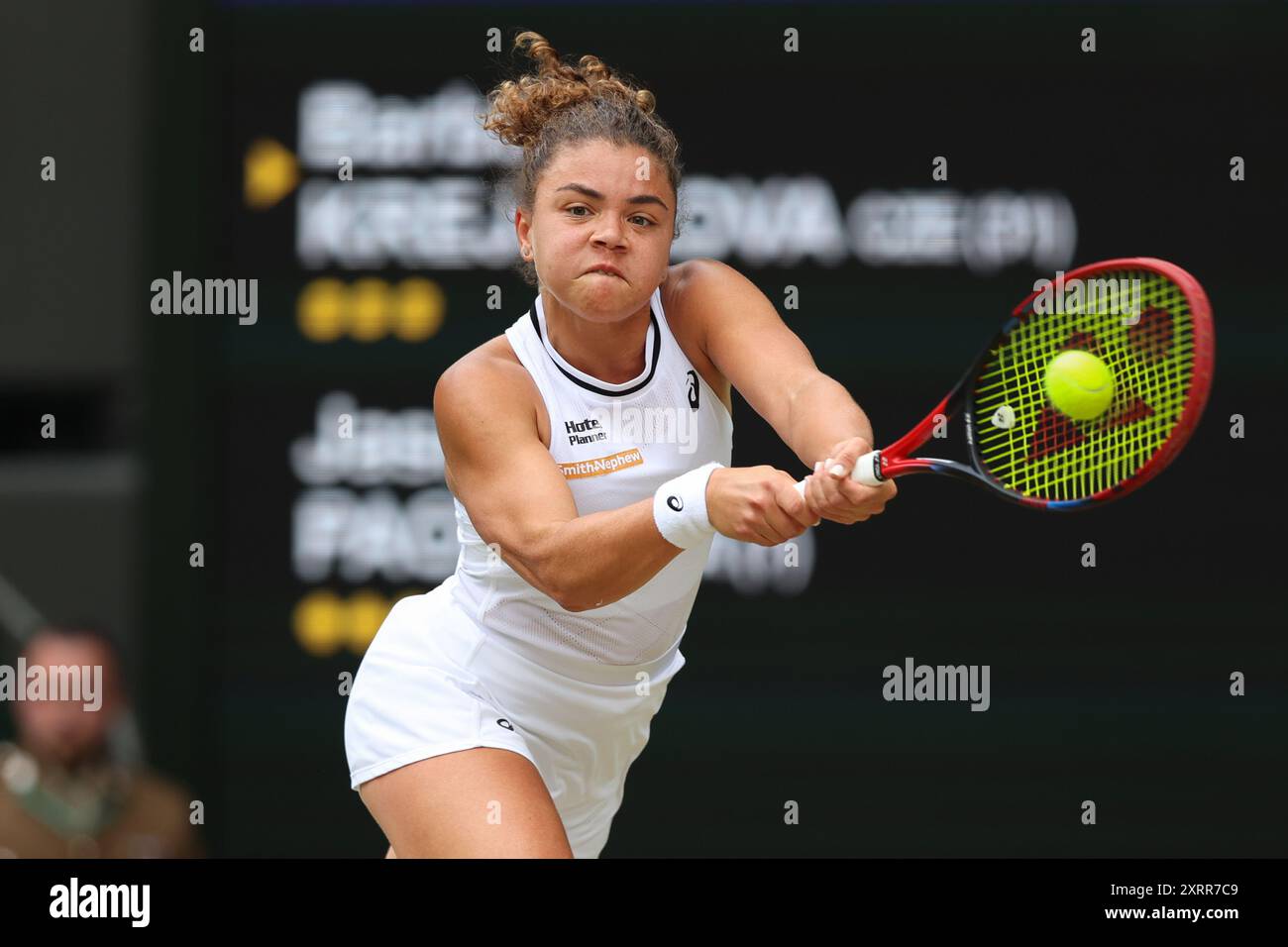 Italian tennis player Jasmine Paolini in action at the 2024 Wimbledon ...