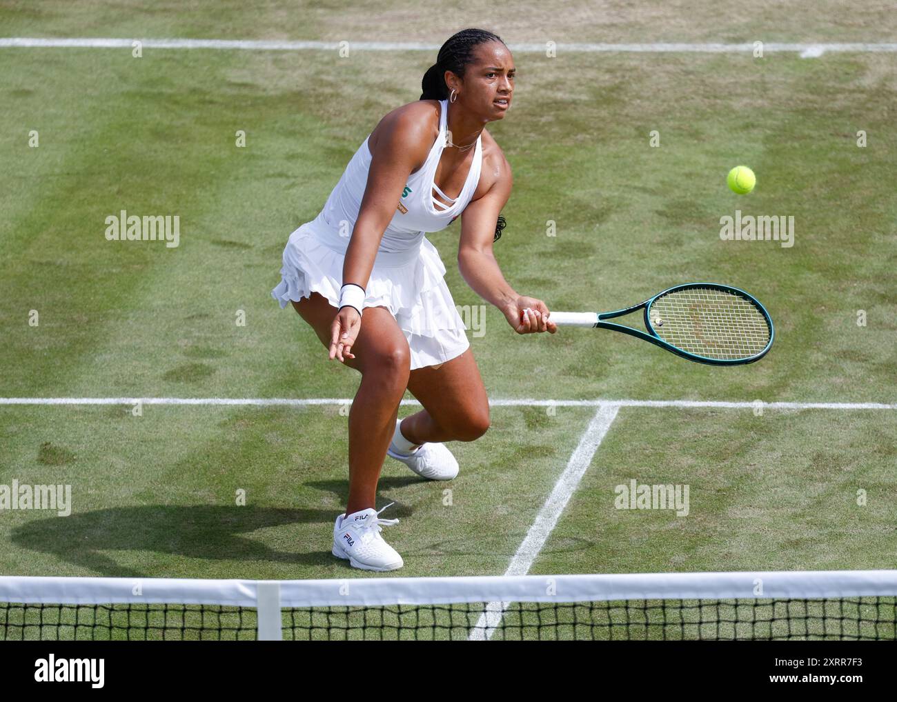 US tennis player Robin Montgomery in action at the 2024 Wimbledon ...