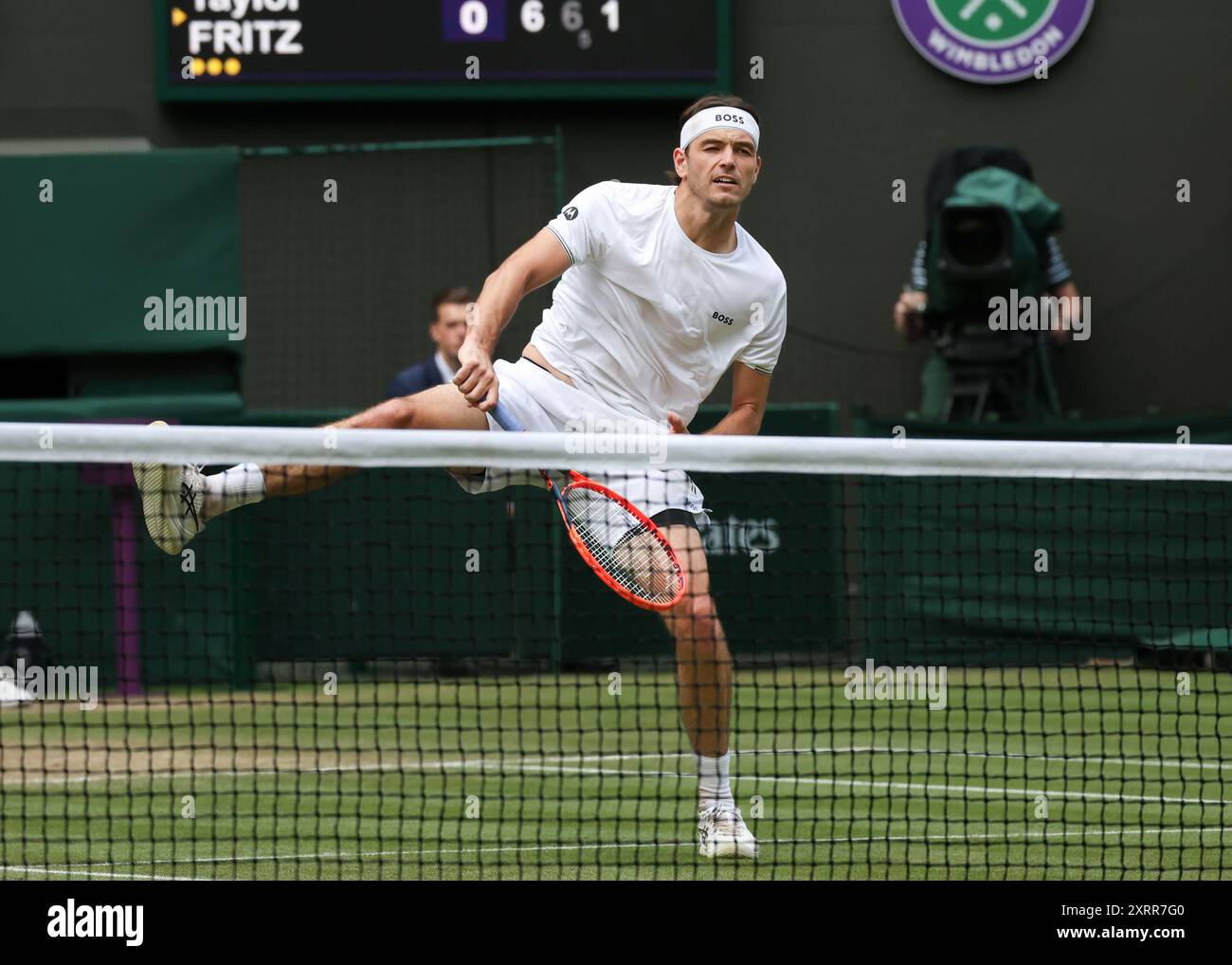 US tennis player Taylor Fritz in action at the 2024 Wimbledon ...