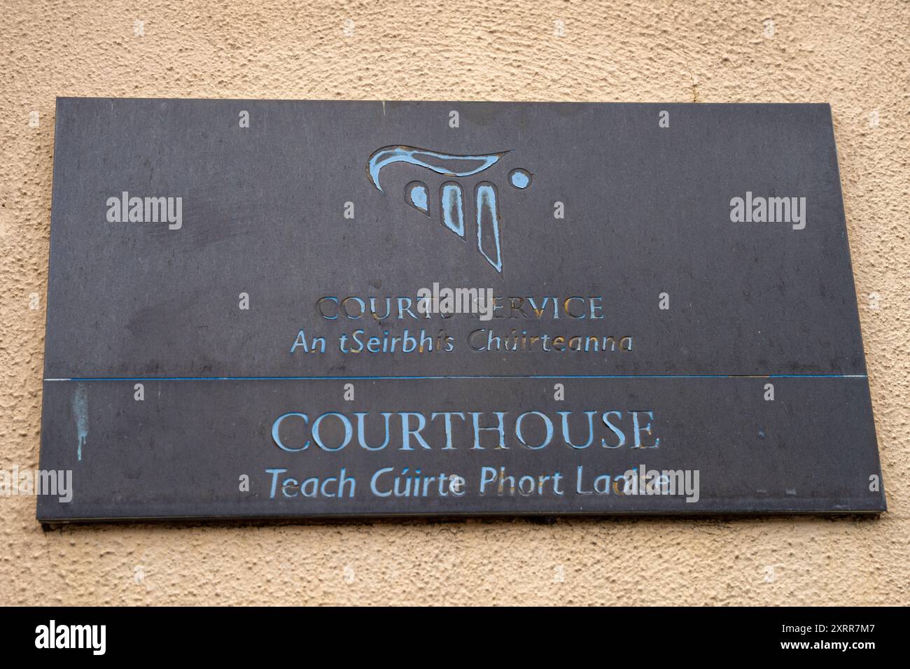 Portlaoise, County Laois, Ireland, July 2nd 2024, Plaque at the front ...