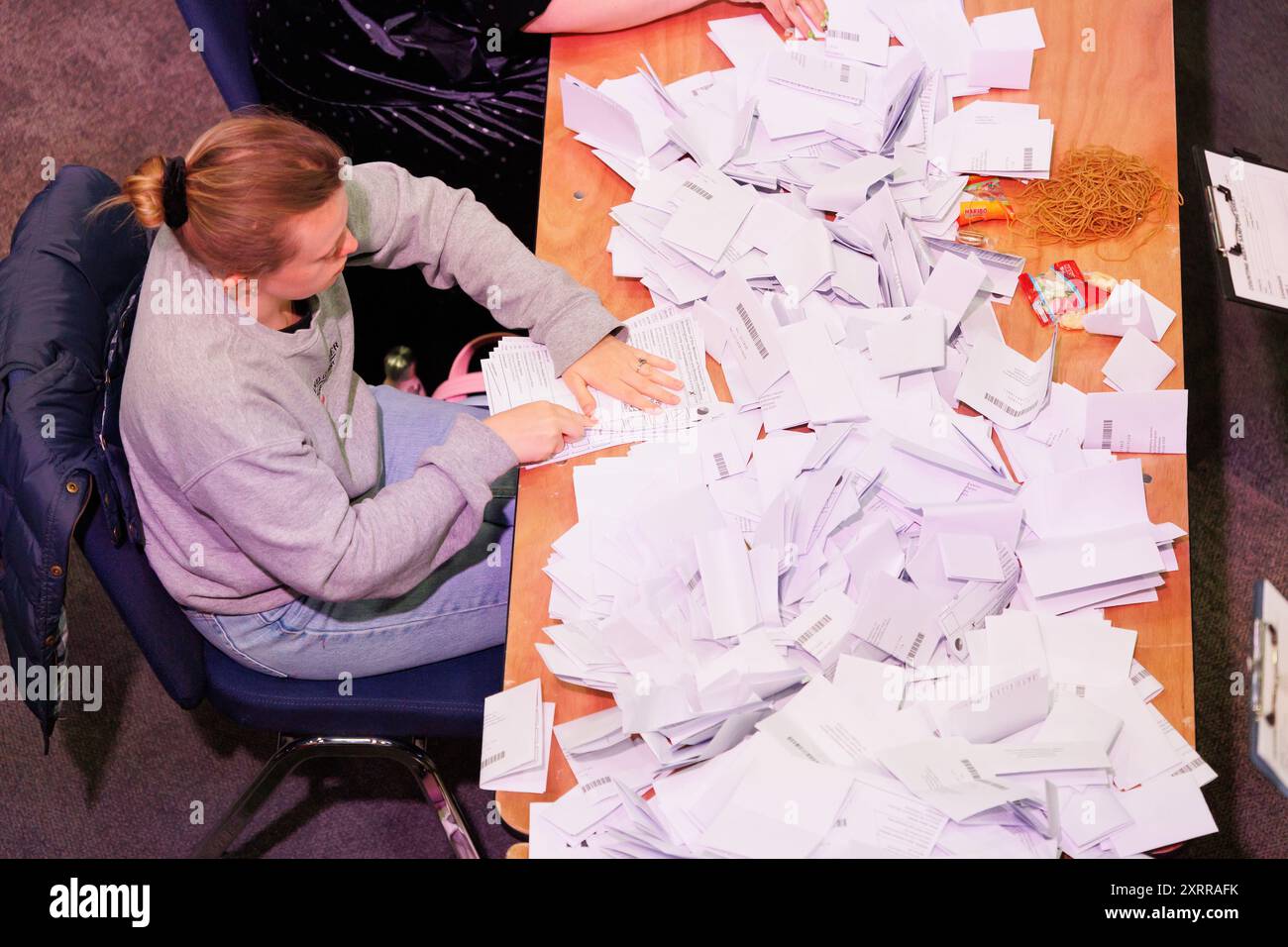 Counting taking place on the floor of the ICC in Birmingham. The 2024 ...