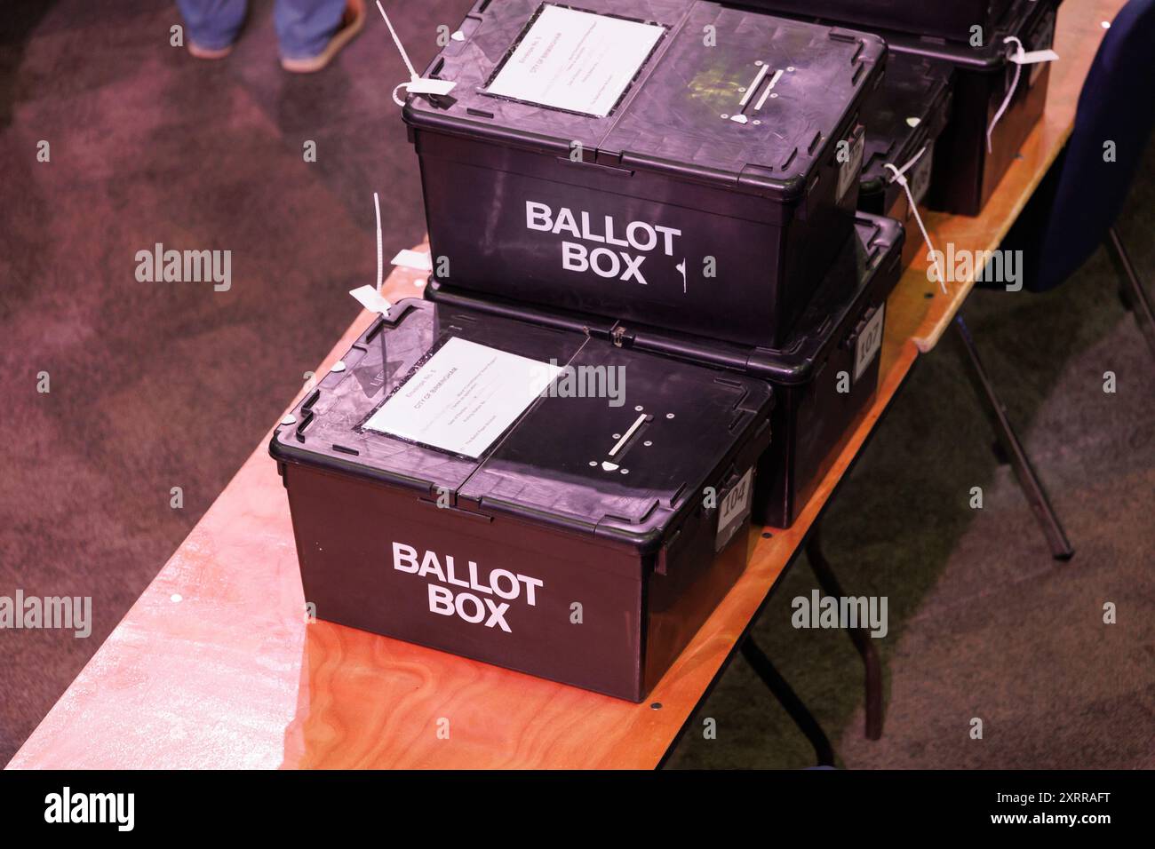 Ballot boxes are readied to be emptied as the General Election Count in ...