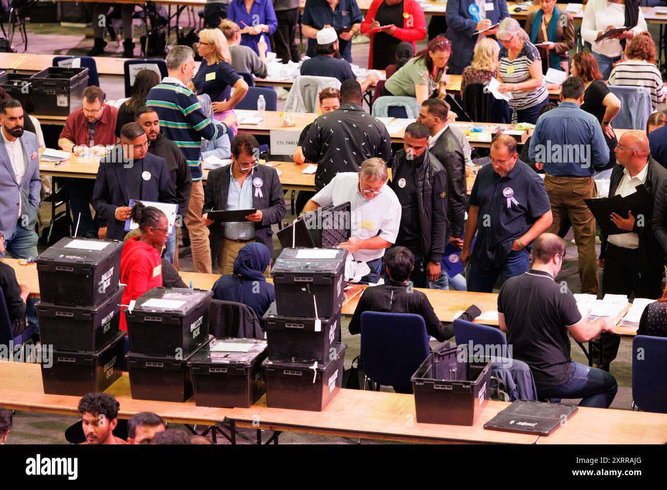Counting taking place on the floor of the ICC in Birmingham. The 2024 ...