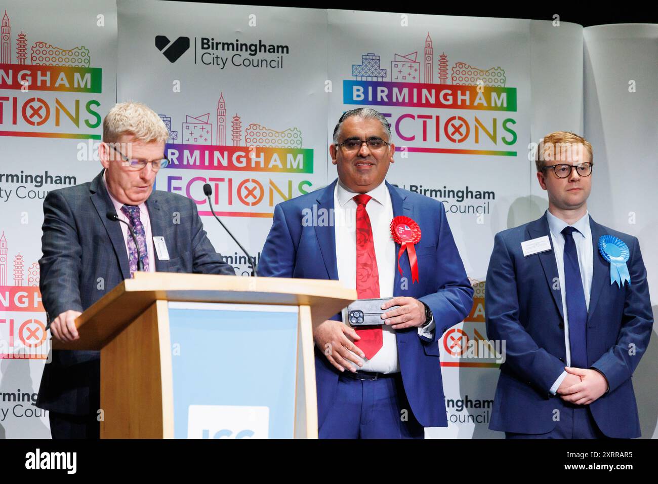 Labour MP Tahir Ali (centre) retaining the Birmingham Hall Green and ...