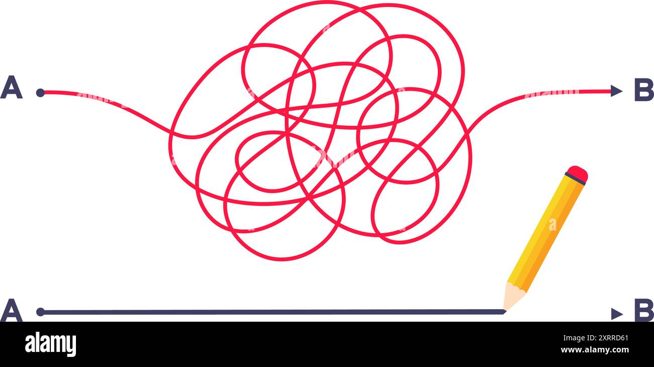 Complex and easy simple way from point A to B vector illustration Stock ... Complex and easy simple way from point A to B vector illustration Stock ...
