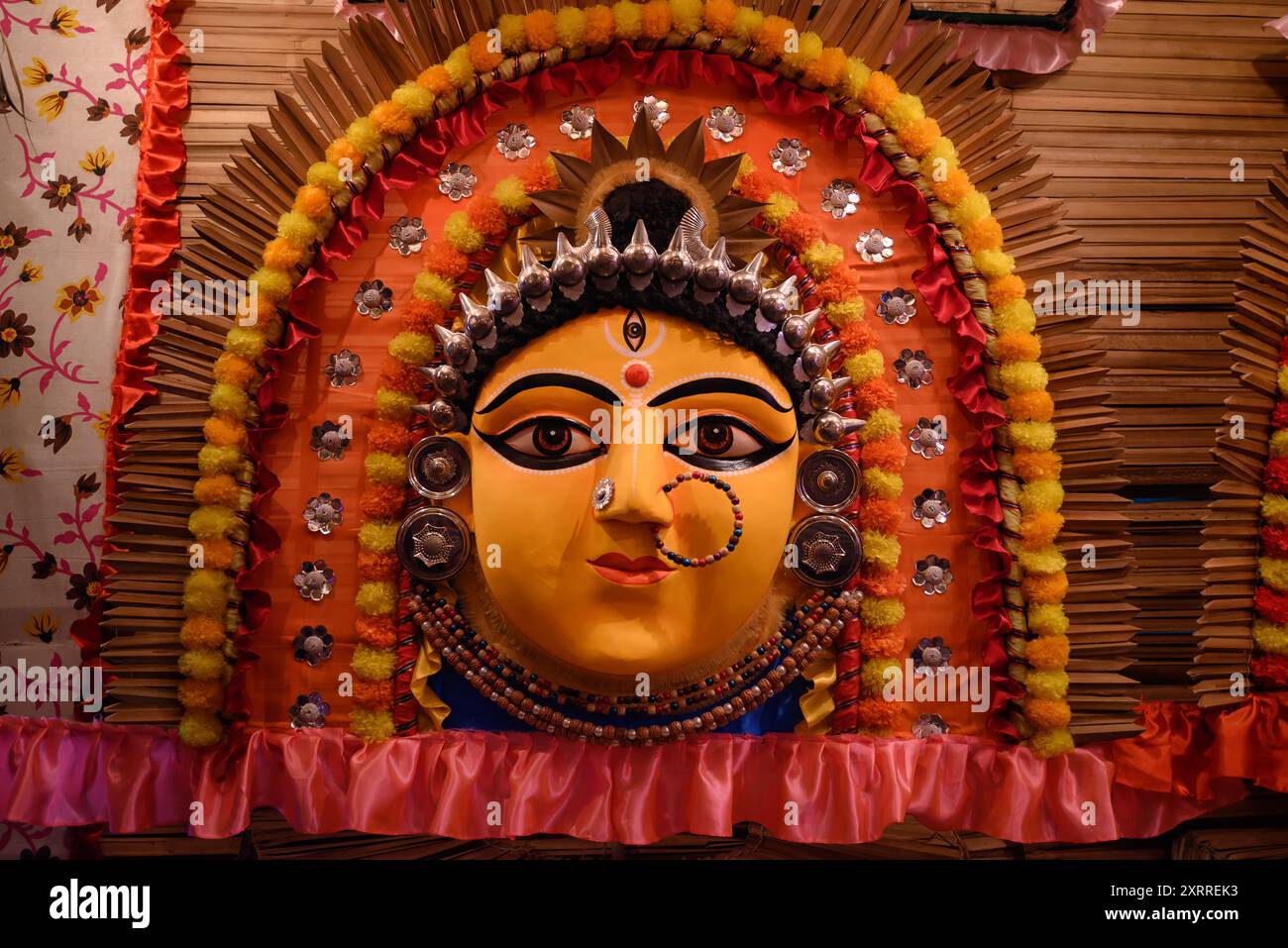 View of decorated Durga Puja pandal in Kolkata, West Bengal, India ...