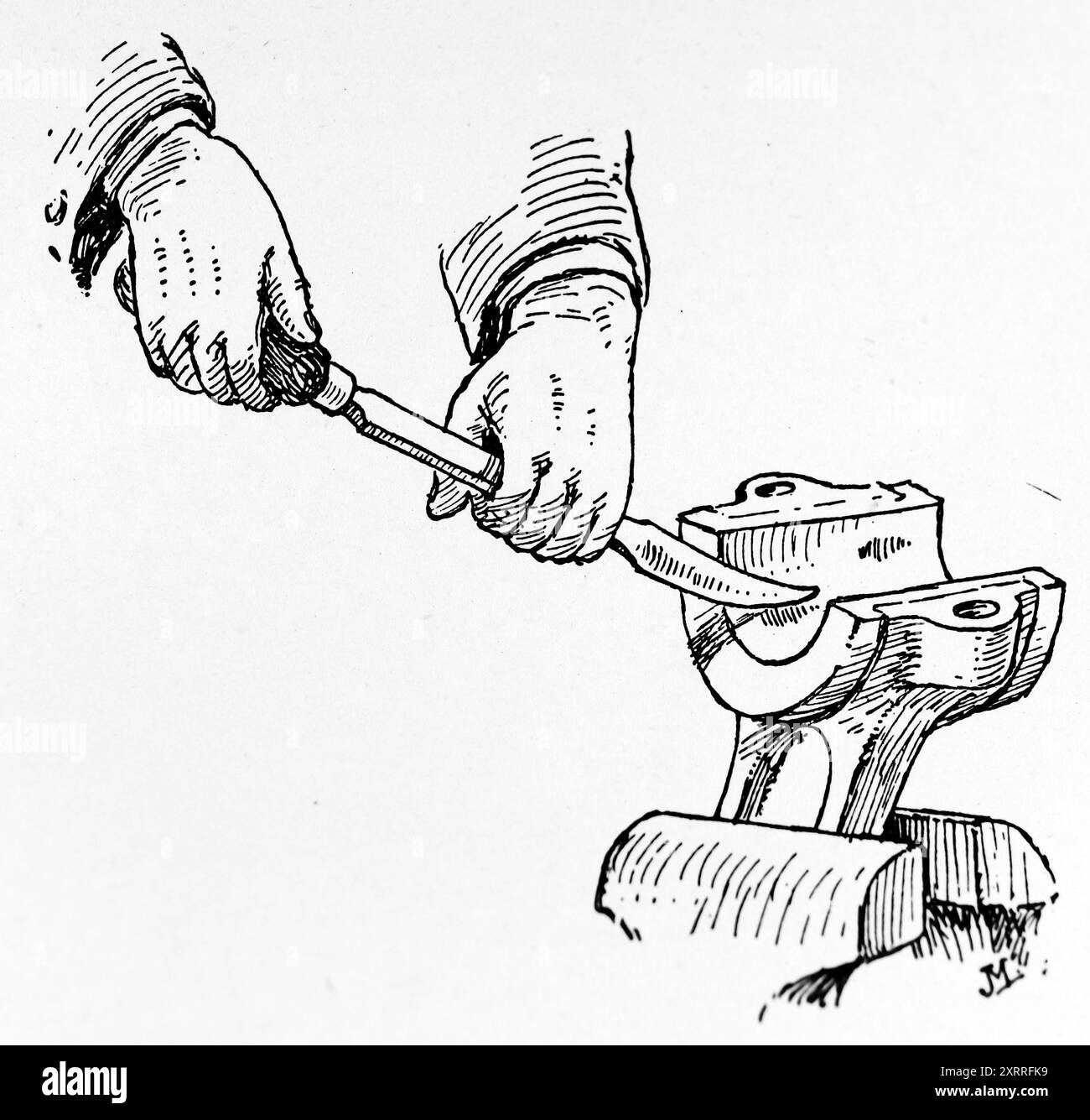 The method for scraping a connecting rod half bearing. This photograph ...