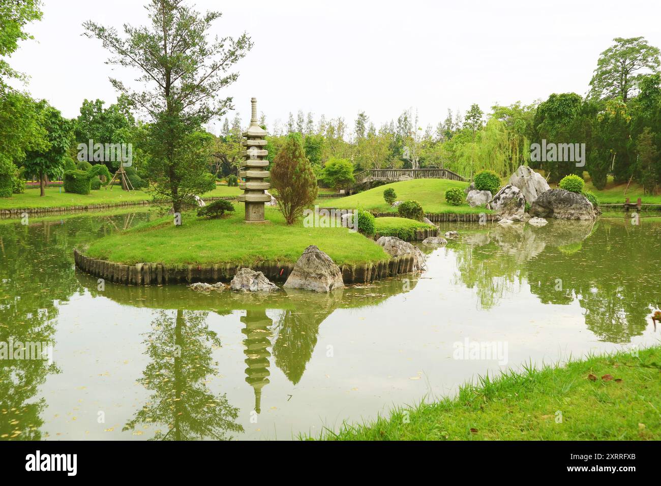 Beautiful Tranquil Japanese Garden with a Tortoise Island Stock Photo ...