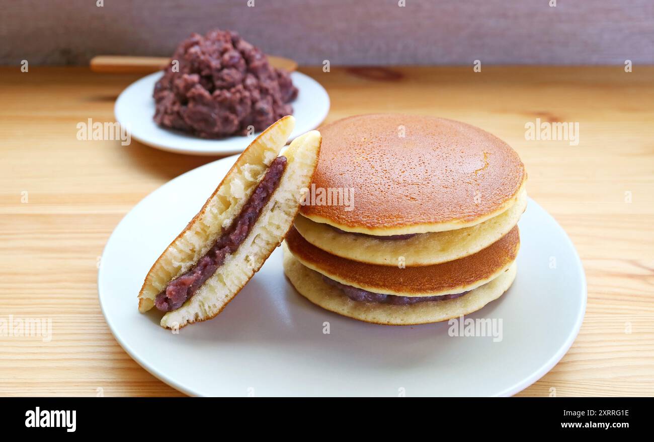 Delectable Dorayaki, Japanese Pancake Filled with Azuki Red Bean Paste Called Anko Stock Photo ...