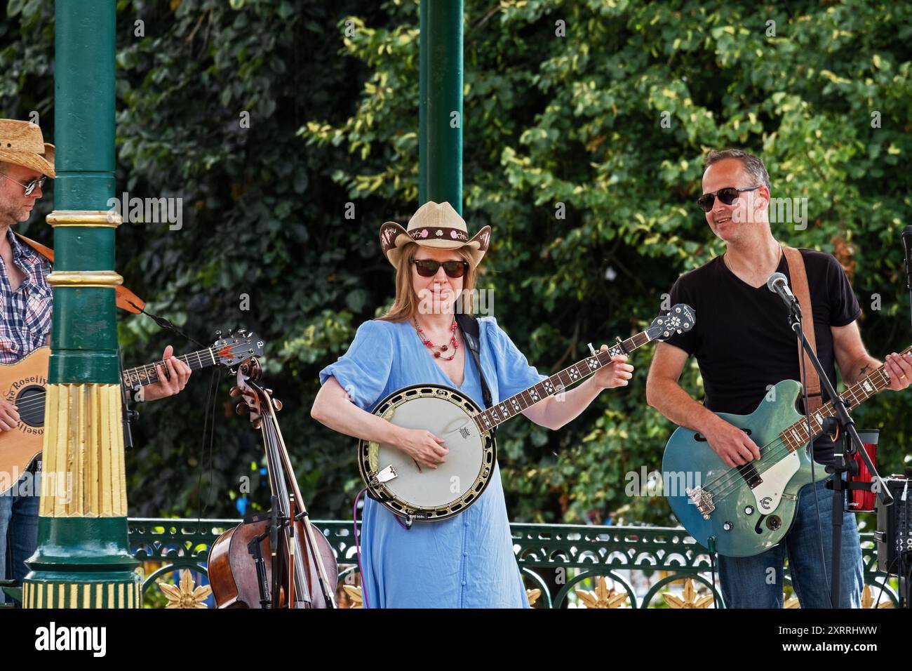 The Rosellys playing in the bandstand in Grove Park in Weston-super ...