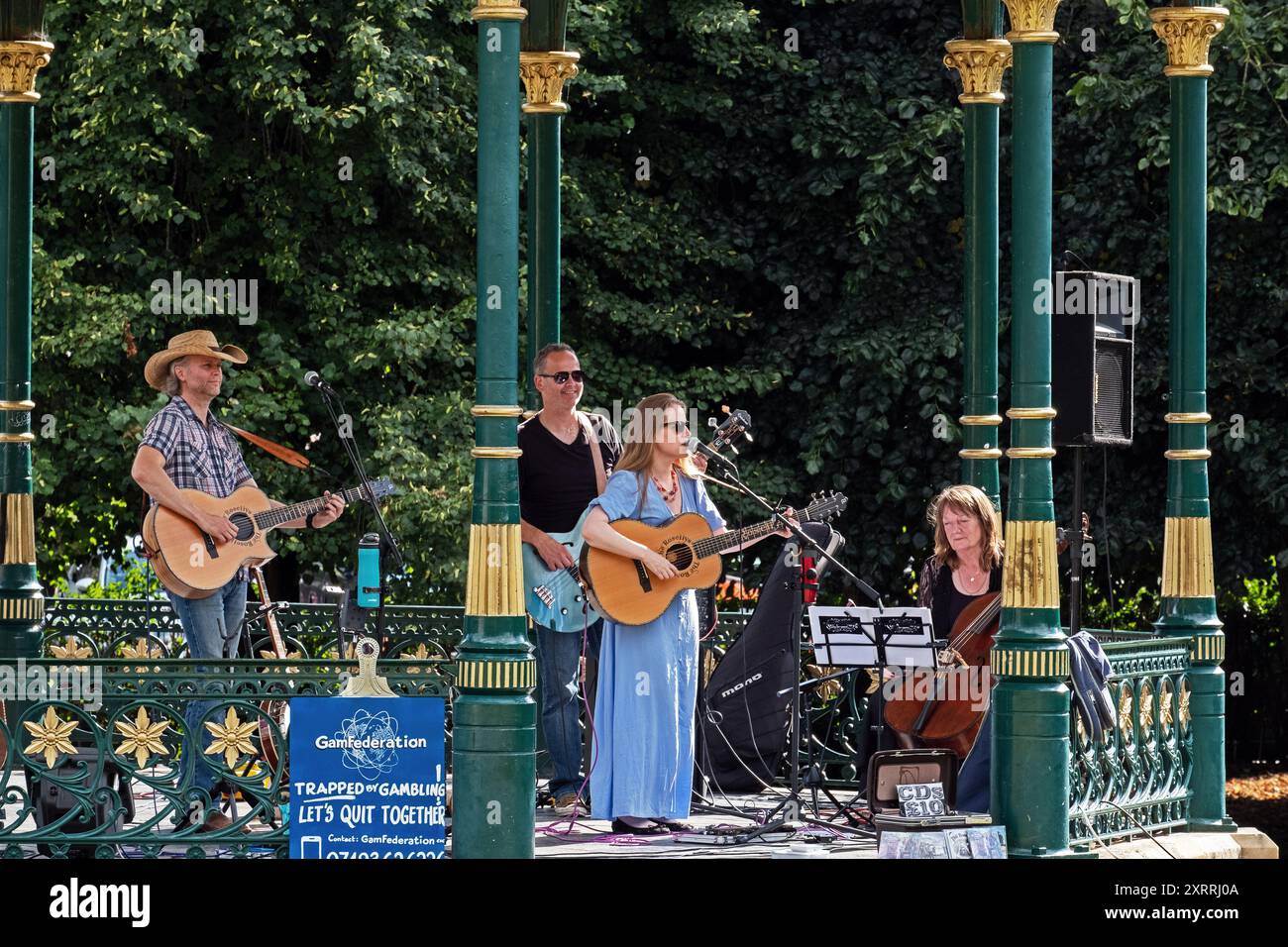 The Rosellys playing in the bandstand in Grove Park in Weston-super ...