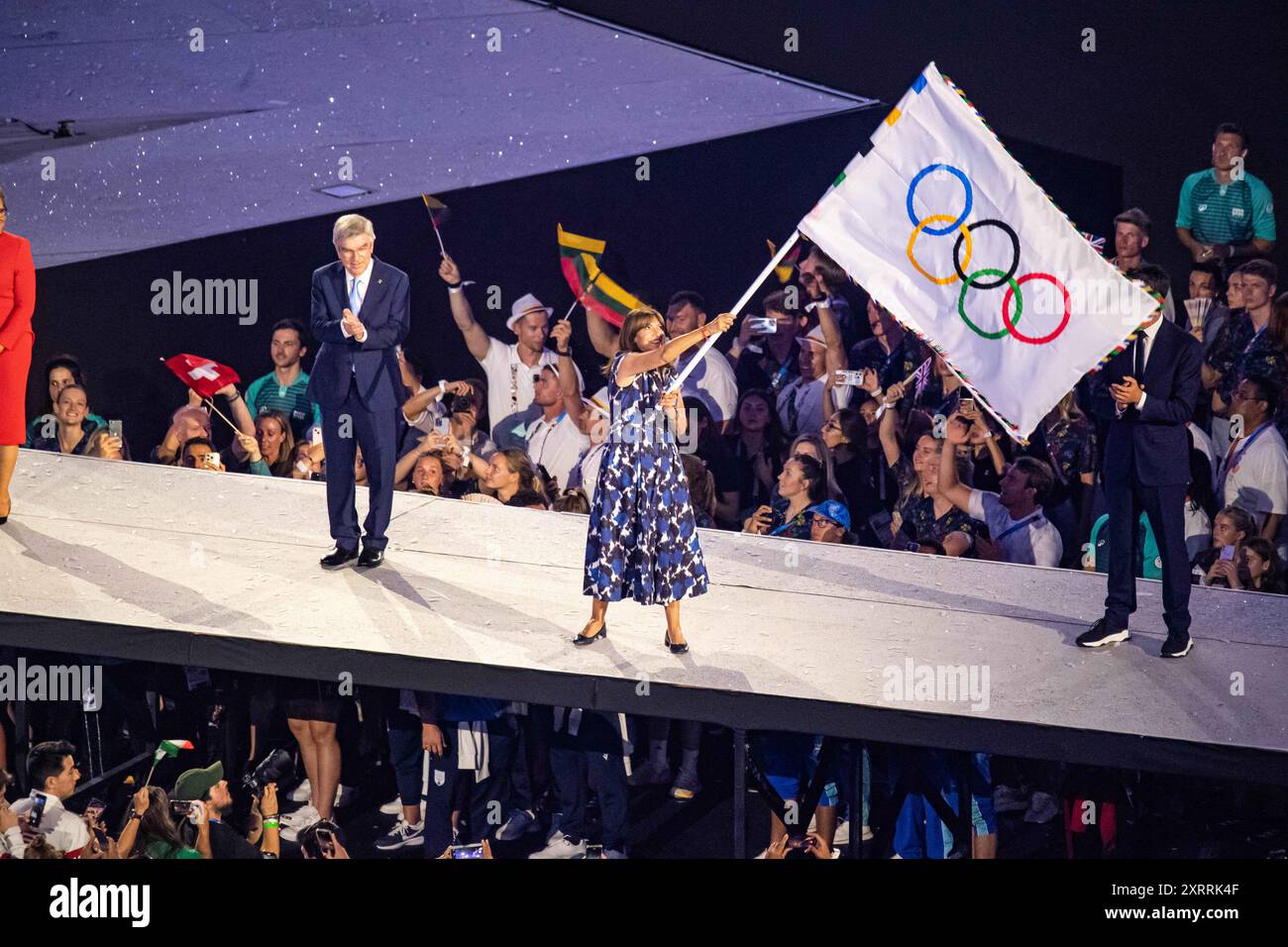 Paris Mayor Anne Hidalgo with the Olympic flag, Closing Ceremony during ...
