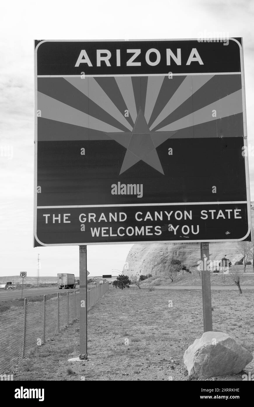 Arizona Welcomes You sign at the state line, USA Stock Photo - Alamy