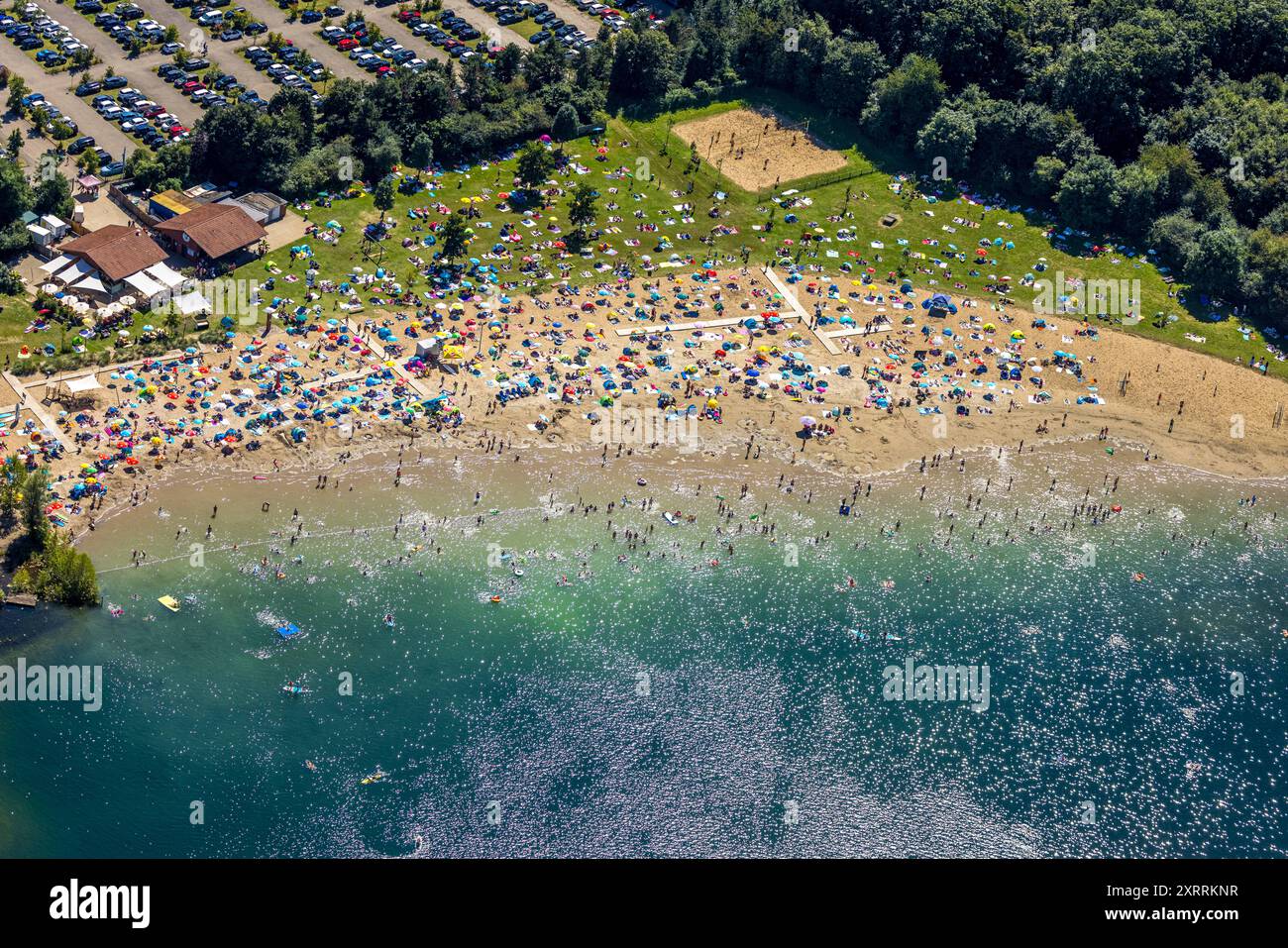 Luftbild, Strandbad Tenderingssee, Freibad am Tender, Sandstrand und ...
