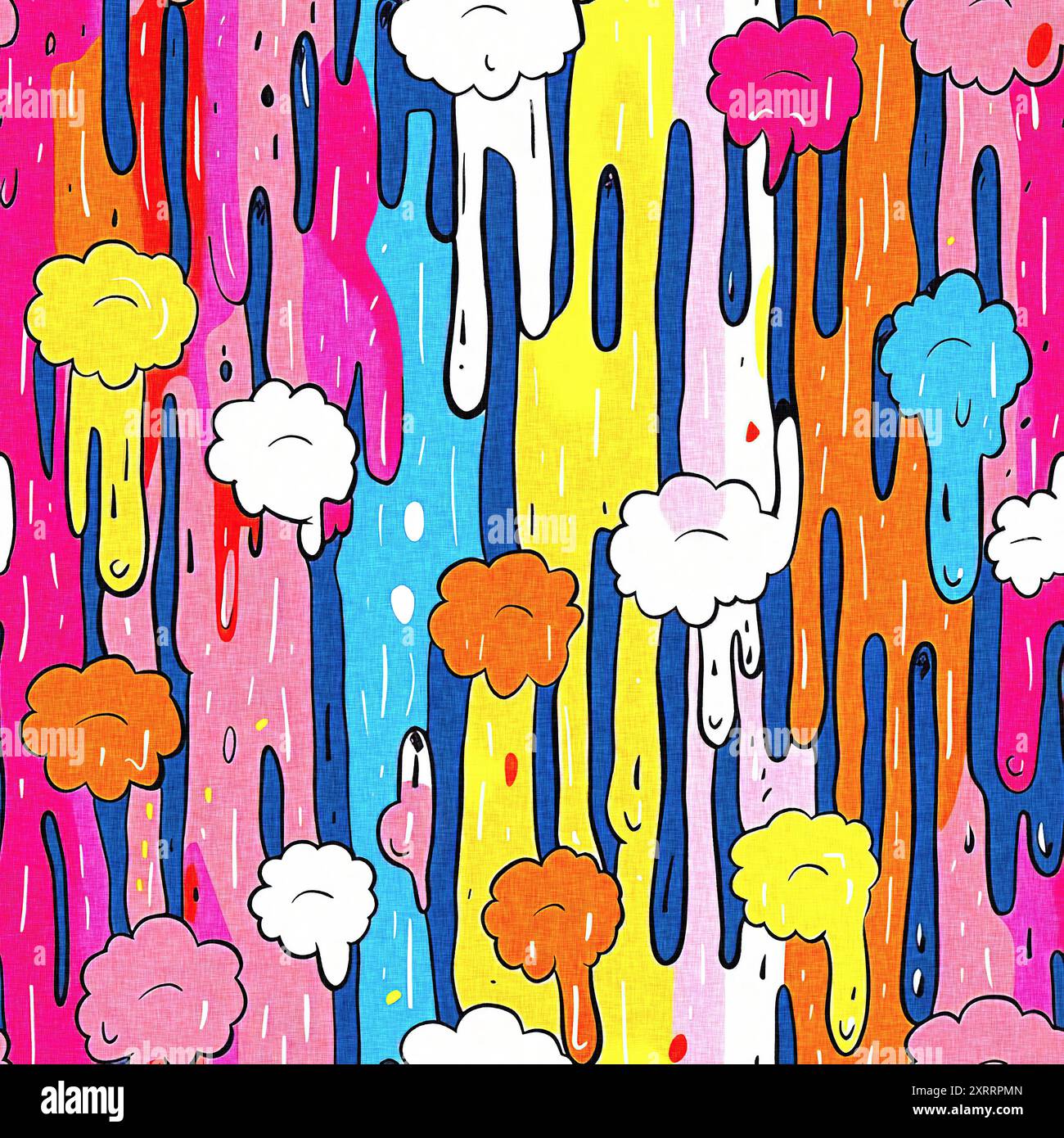 Fun dripping paint effect digital pattern with whimsical ink splodge ...