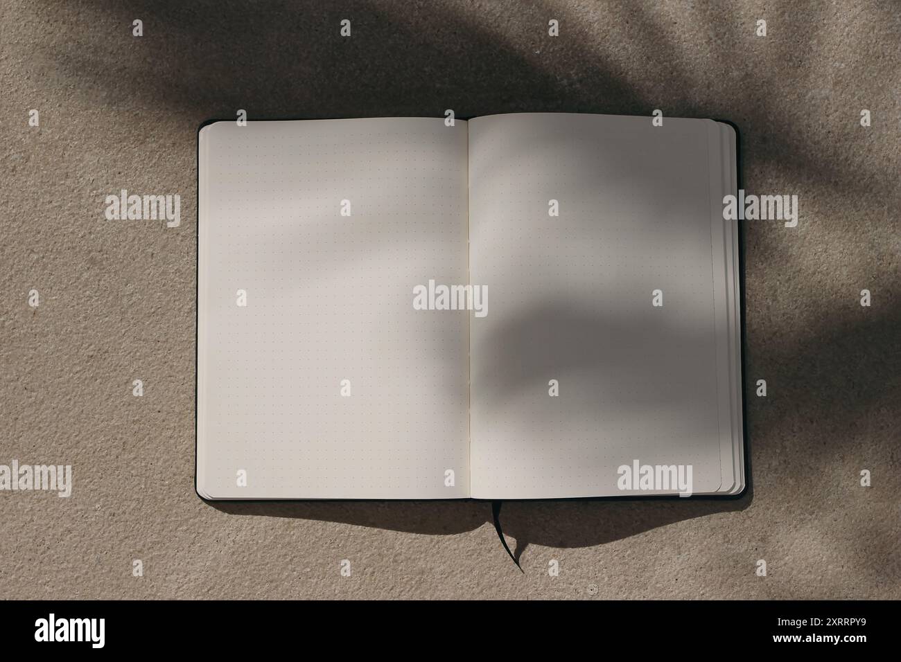 Empty open notebook, note pad mockup on limestone background in ...