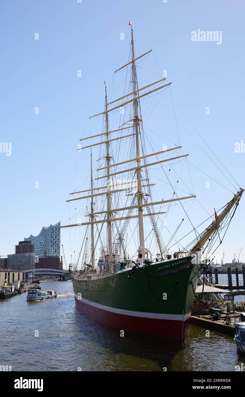 Hamburg, Germany. 12th Aug, 2024. The museum ship Rickmer Rickmers is ...