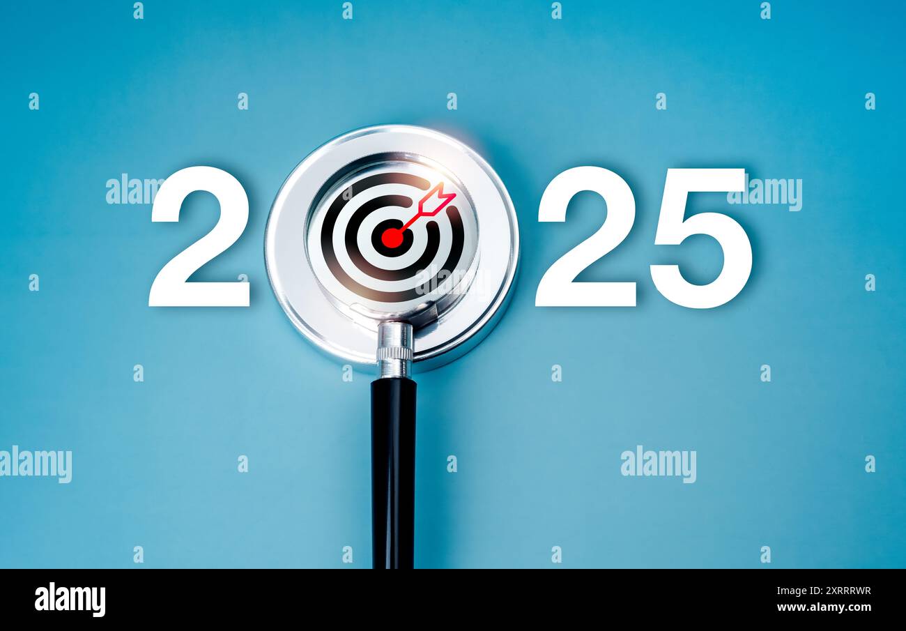Happy new year 2025 with business marketing goal and trends concept ...