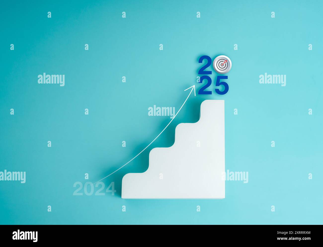 2025 calendar year number with 3d target icon and rise up arrow on ...