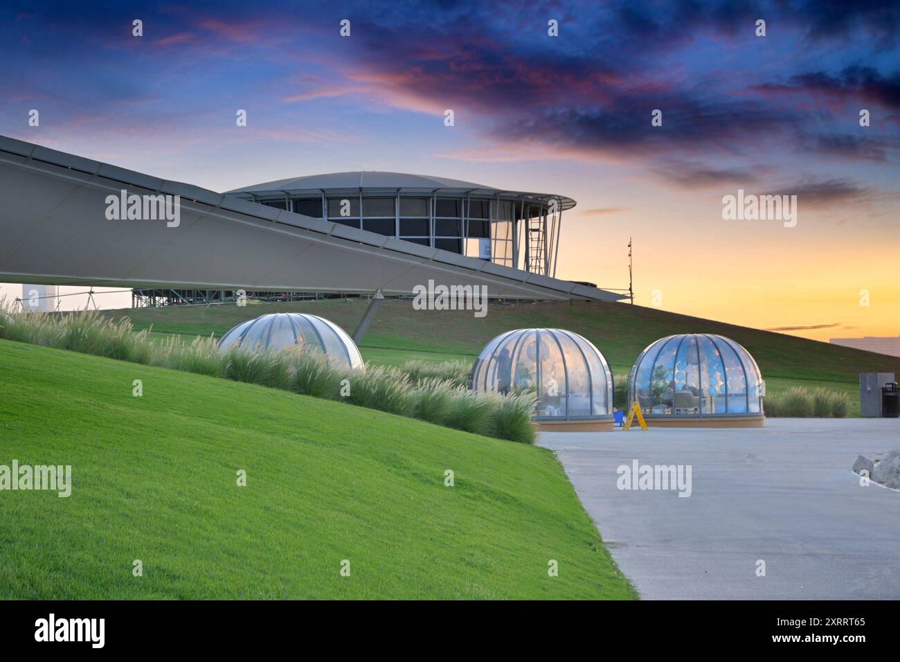 MIA Park Coffee Shop Infront of Doha Skyline. Qatar Stock Photo - Alamy