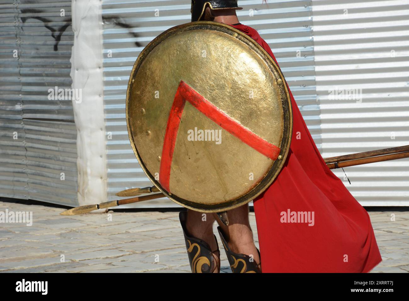 A modern day Greek Hoplite at the base of the Acropolis August 2024 ...
