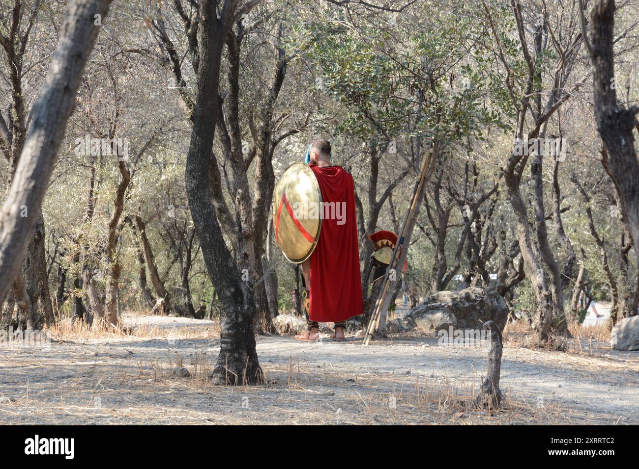 A modern day Greek Hoplite at the base of the Acropolis August 2024 ...