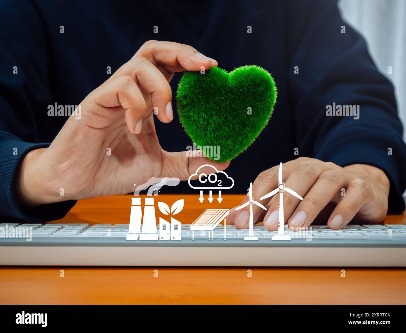 Environmental sustainability, Net zero carbon dioxide reduction concept ...