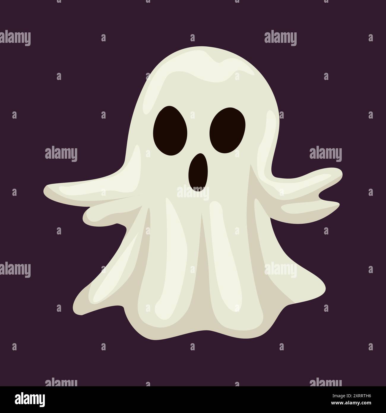 Cute funny cartoon ghost with a scary emotion on a face. Vector ...