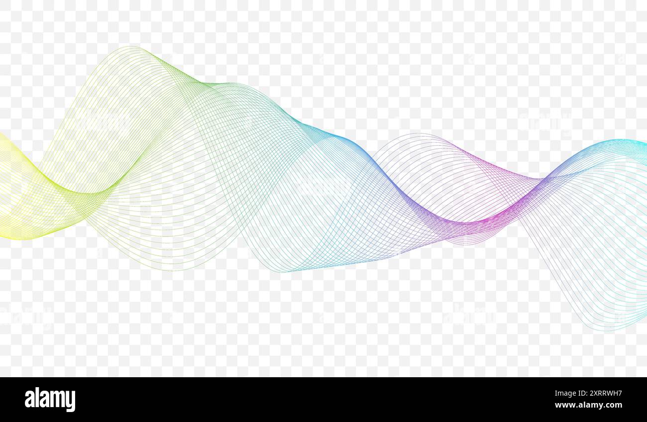 Abstract vector illustration with colored wavy lines flowing dynamic ...