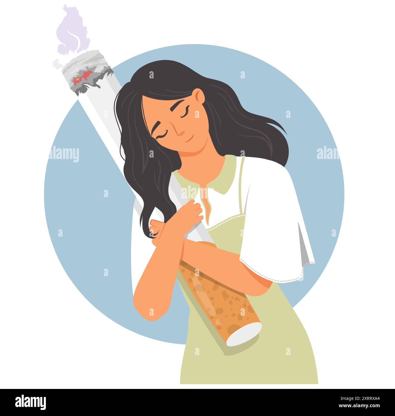 Young woman smoking having bad nicotine addiction Stock Vector Image ...