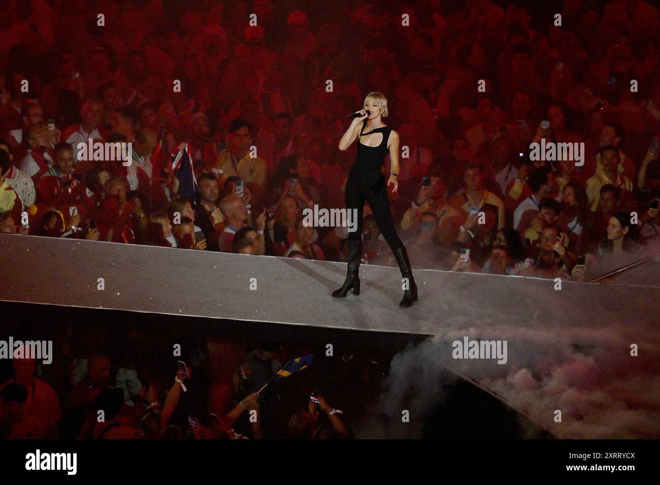 Paris, France. 11th Aug, 2024. Belgian singer Angele performs during ...